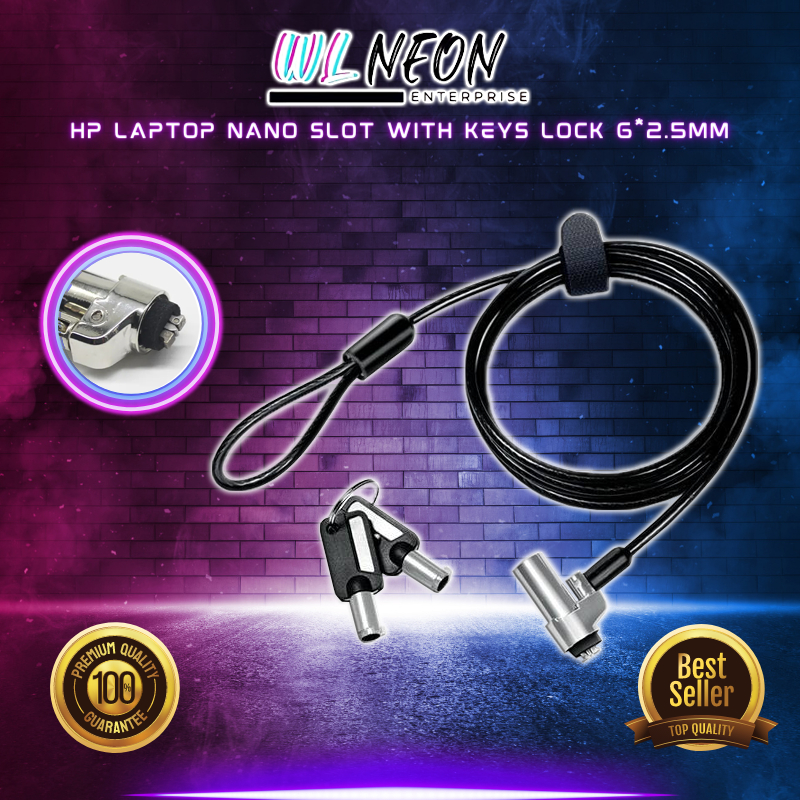 HP NANO SLOT KEY LOCK 6*2.5MM LAPTOP CABLE LOCK 1.8M | Shopee Malaysia