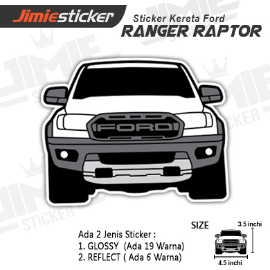 Sticker Kereta Ford Ranger Raptor 2020, Sticker Depan, Car Sticker ...