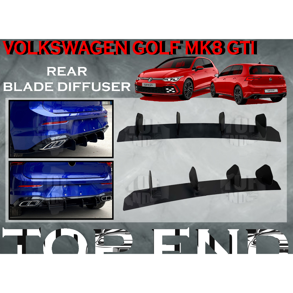 VOLKSWAGEN GOLF MK8 GOLF GTI REAR DIFFUSER MAXTON LOOK REAR DIFFUSERF ...