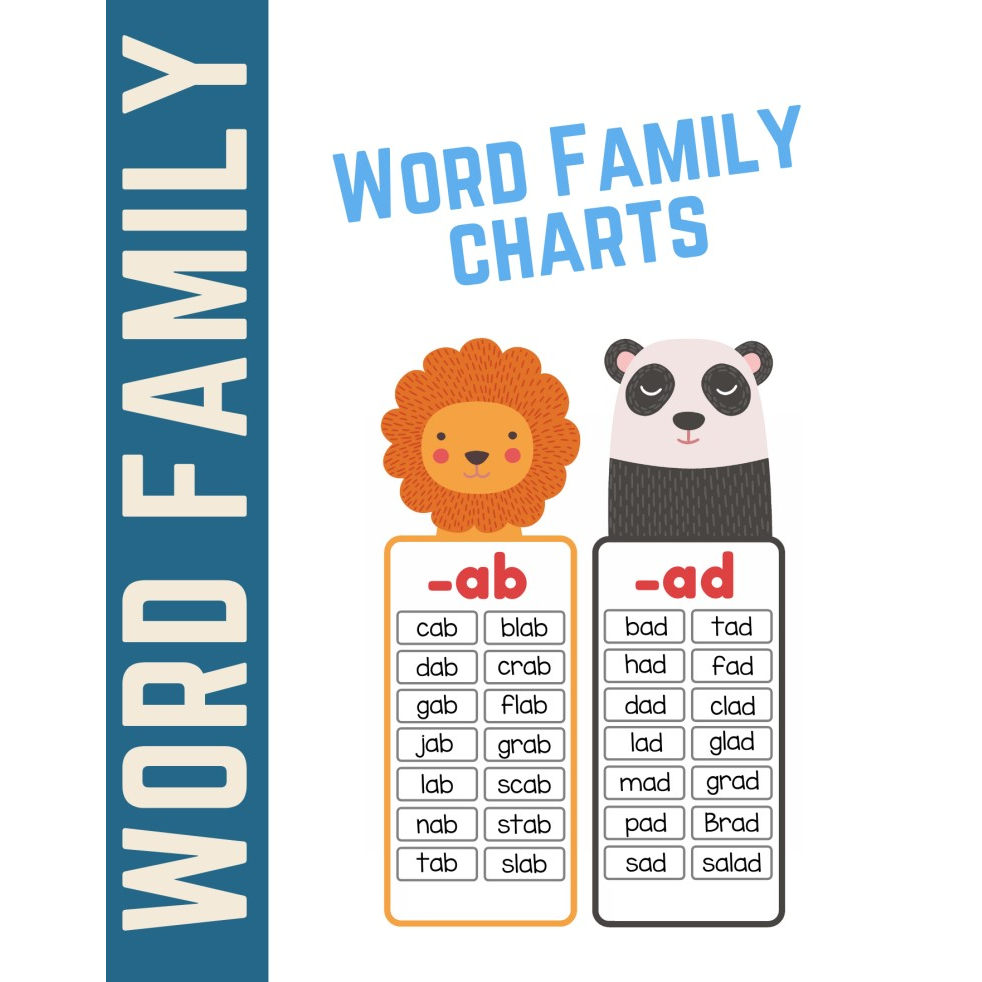 PDF] 20 Word Family Charts Early Education Notes Book Kids English ...
