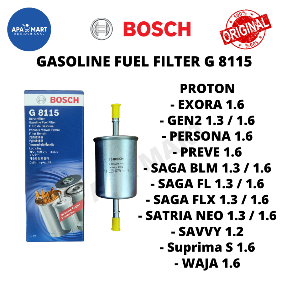 Genuine Bosch Gasoline Fuel Filter for Proton Waja Exora Persona Preve ...