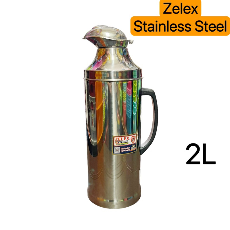ZELEX 2L Stainless Steel Traditional Glass Vacuum Flask 3045 / Thermos Flask / Thermal Flask ...