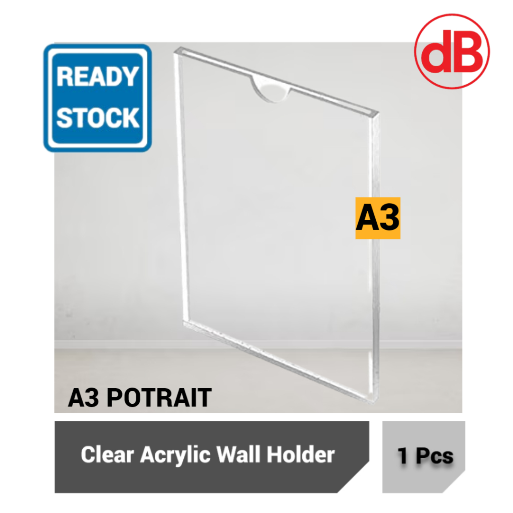 (Ready Stock)A3 (Potrait) Clear Acrylic Wall Holder/Pocket Holder/Frame ...