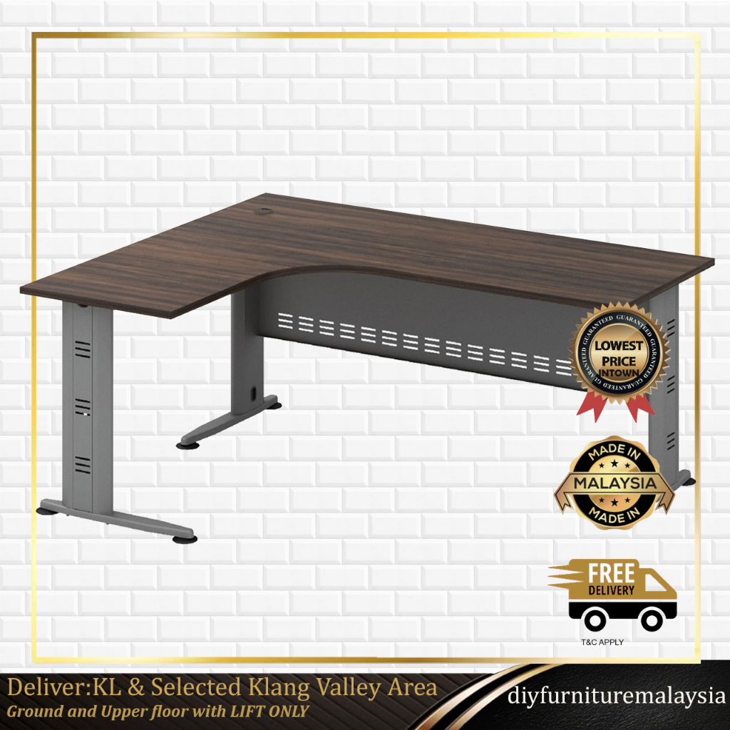 L Shaped Office Table | Home Office Furniture Desk | Meja Pejabat ...