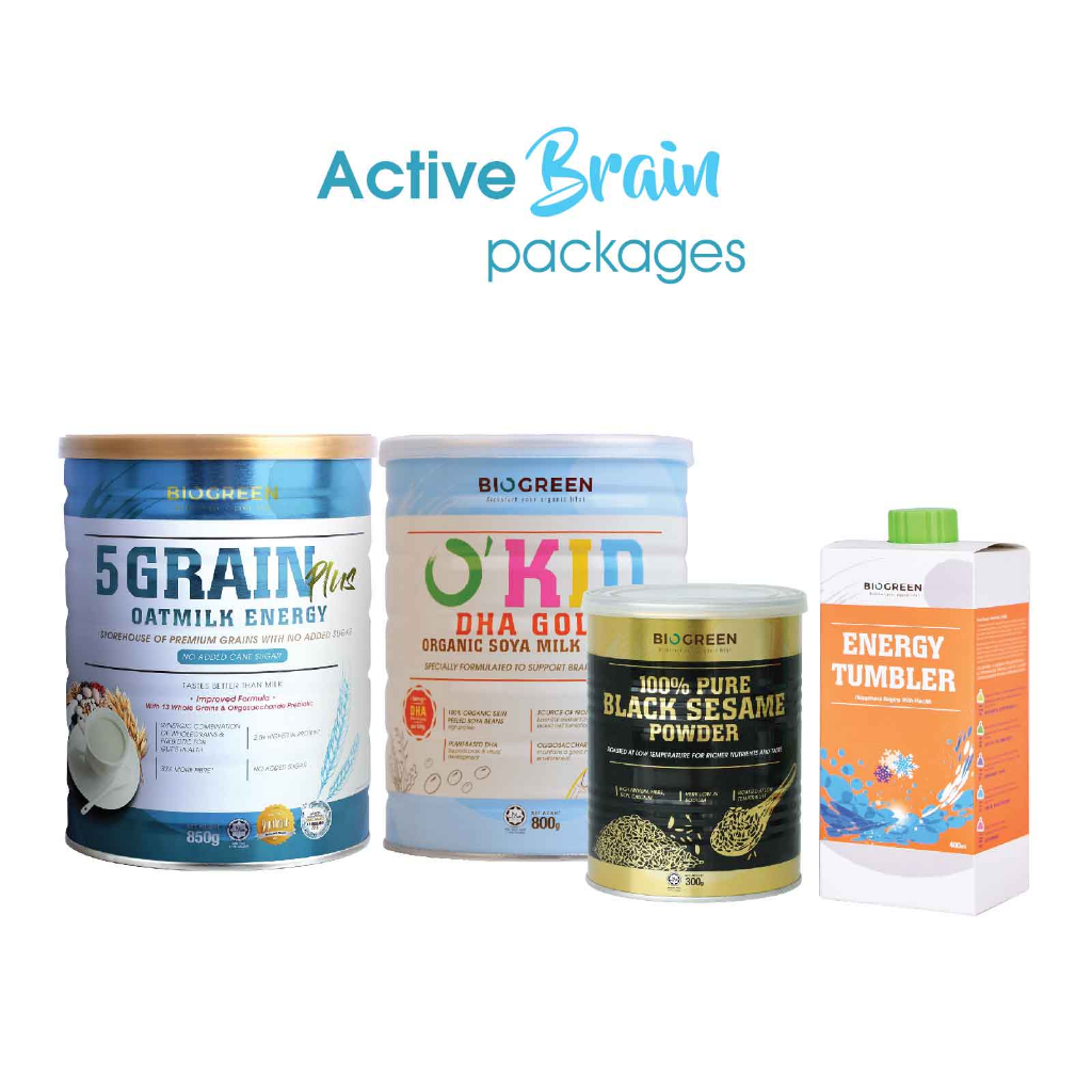 Active Brain 5 Grain Plus Oatmilk Energy + O'Kid Dha Gold + Black ...