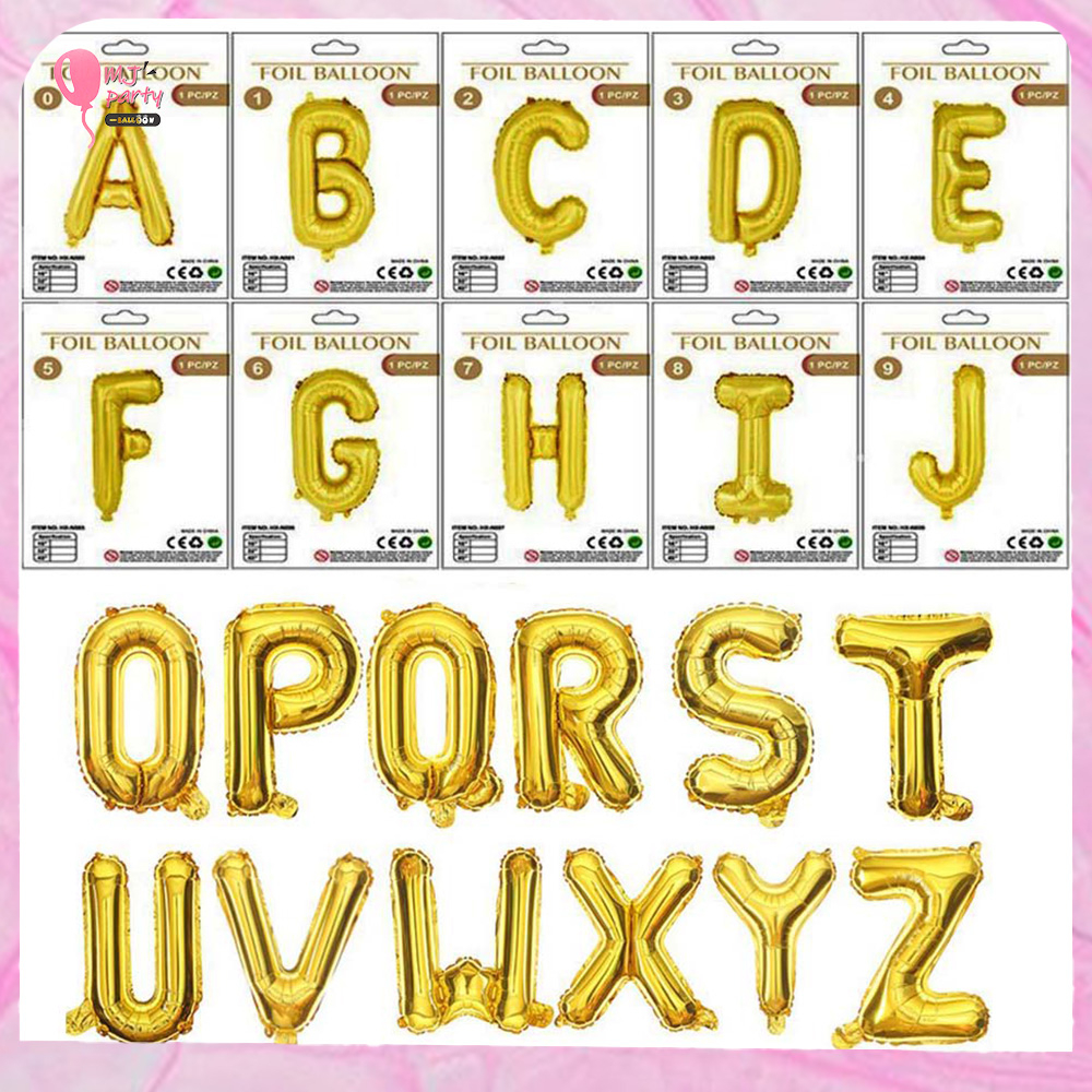 16 Inch Letter Rose Gold Silver Alphabet Huruf ABC Foil Balloon Helium ...