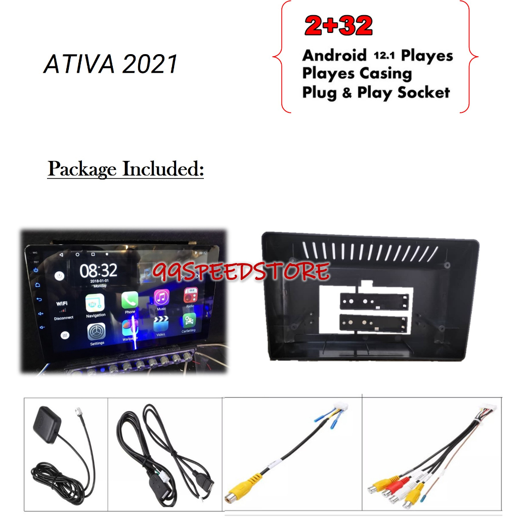PERODUA ATIVA 2021 - 2022 (THICK) ANDROID PLAYER PLUG N PLAY WITH OEM ...
