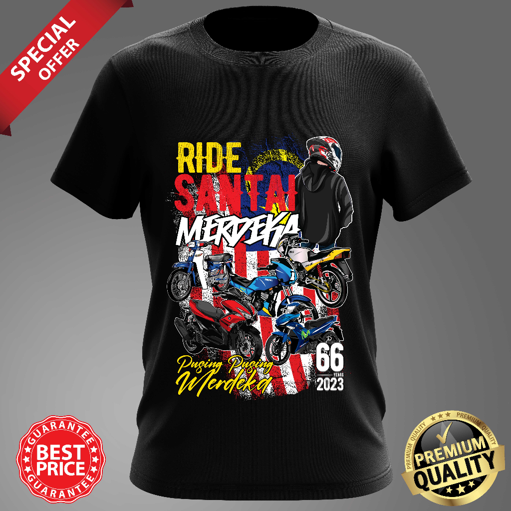 BAJU RIDE MERDEKA 2023 SPECIAL EDITION ROUND NECK T-SHIRT | Shopee Malaysia