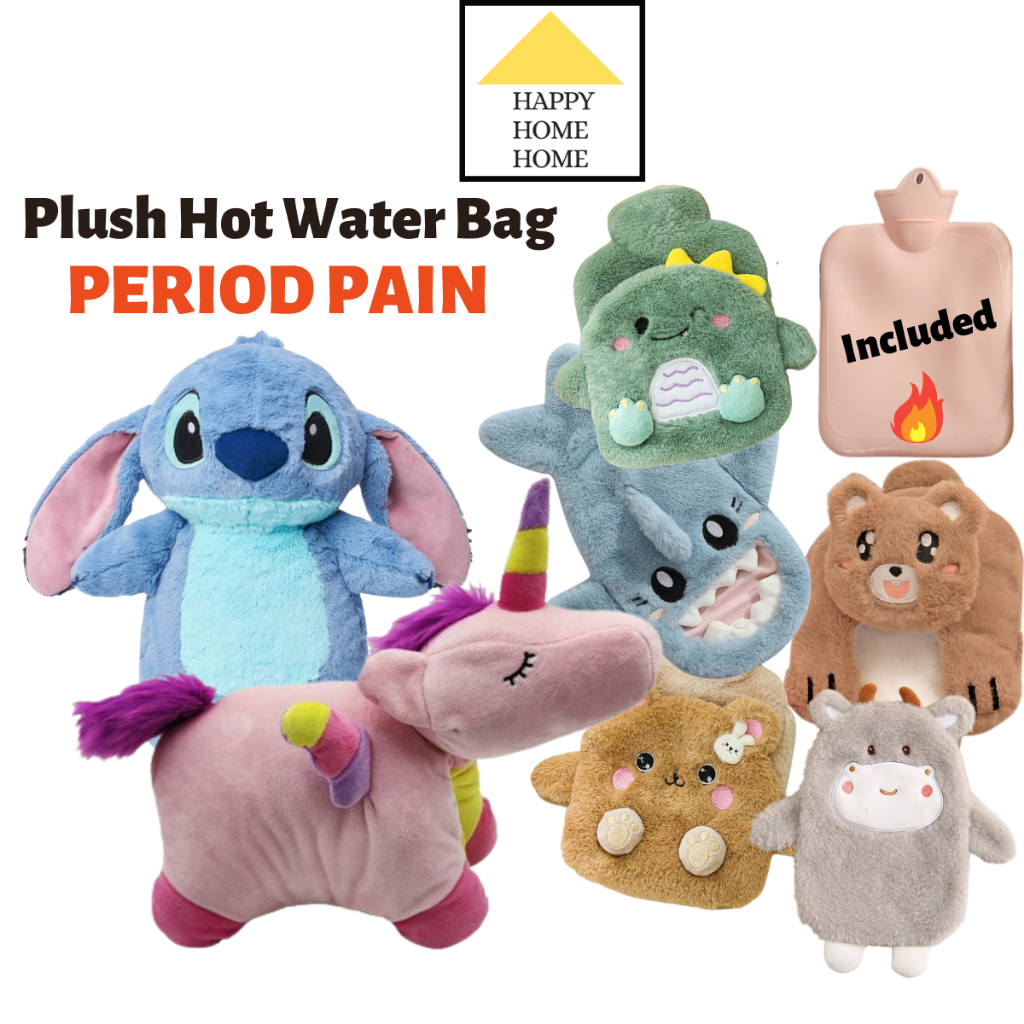 HHH Animal Plush Hot Water Bag Fur Period Cramp Cartoon Pain Pack Hand ...