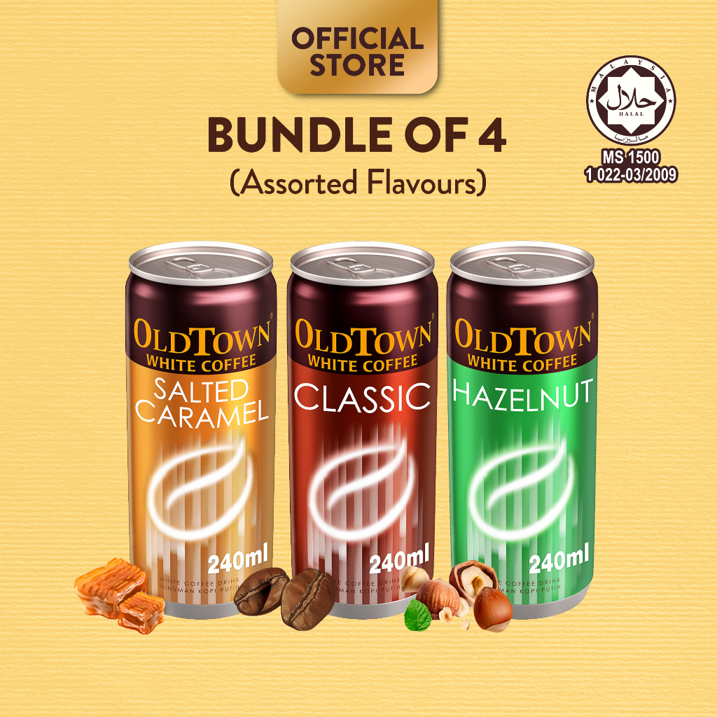 (4 cans bundle) OLDTOWN White Coffee RTD Can Drink, 240ml [HALAL ...