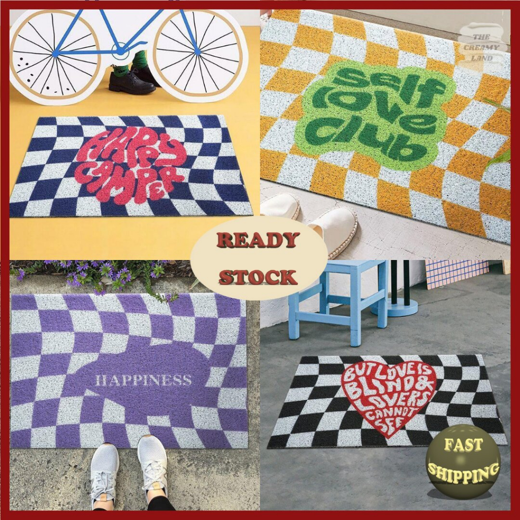 Checkerboard Plaid PVC Welcome Carpet Floor Mat Outdoor Door Entrance ...