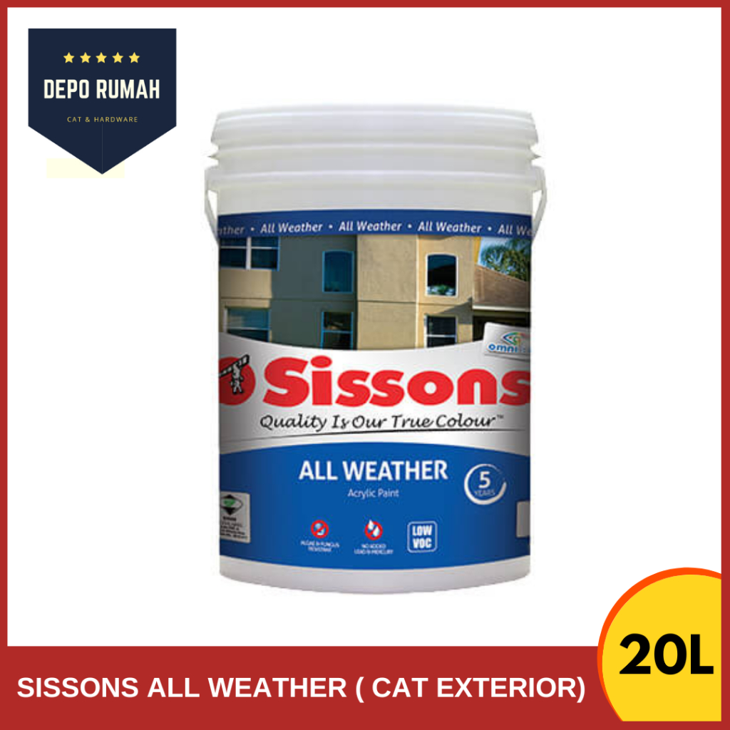 20L Sissons All Weather Acrylic Paint 20L (Exterior) Cat Batu Dinding ...