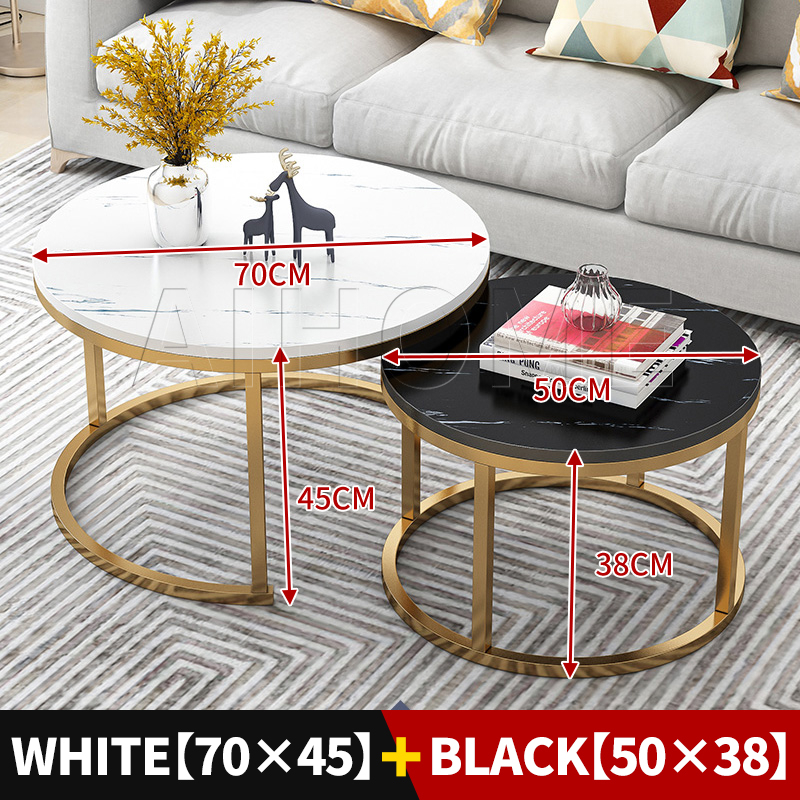 Meja Bulat Ruang Tamu Round Living Room Table Set Coffee Table Marble ...