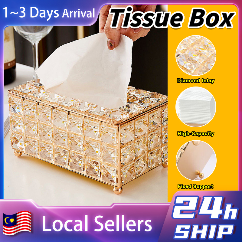 Europe Style Luxury Crystal Tissue Box Paper Towel Crystal Storage Box ...