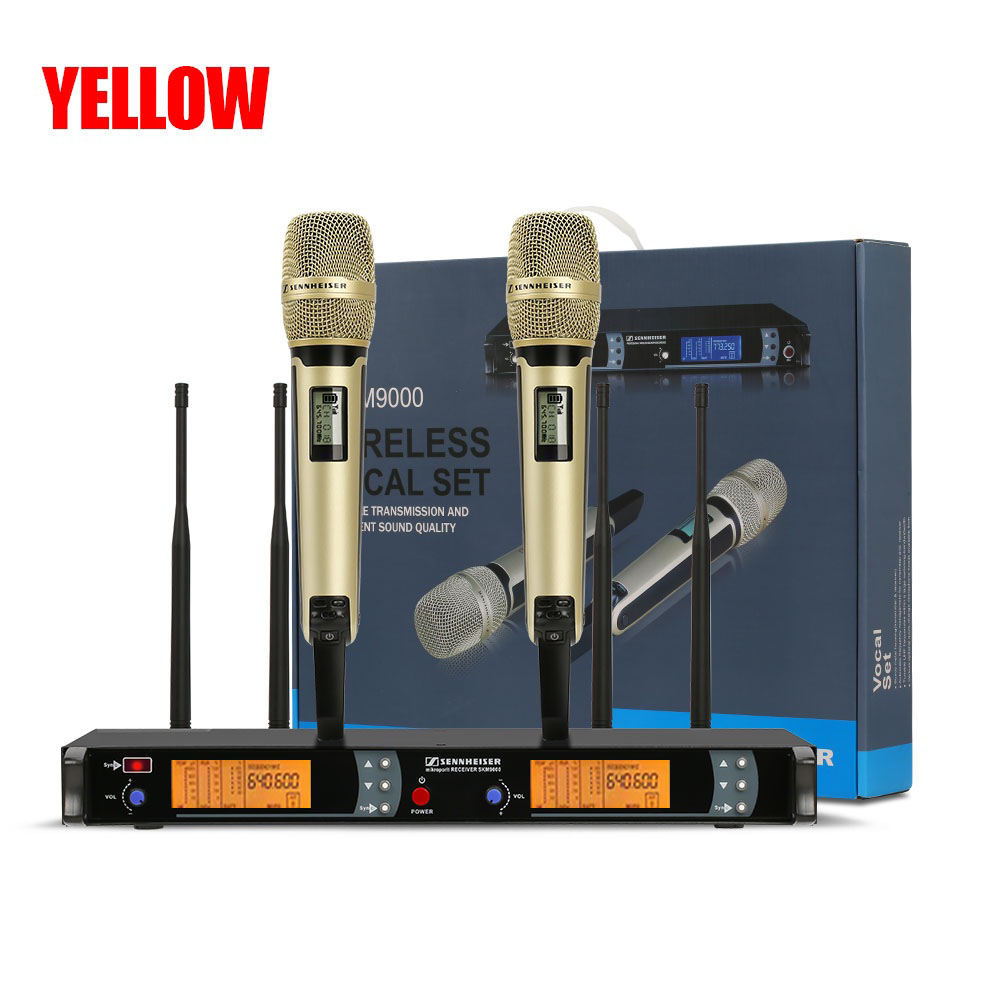 SKM9000 wireless microphone 2 handheld 200M receiving distance 4 antennas UHF FM All metal ...