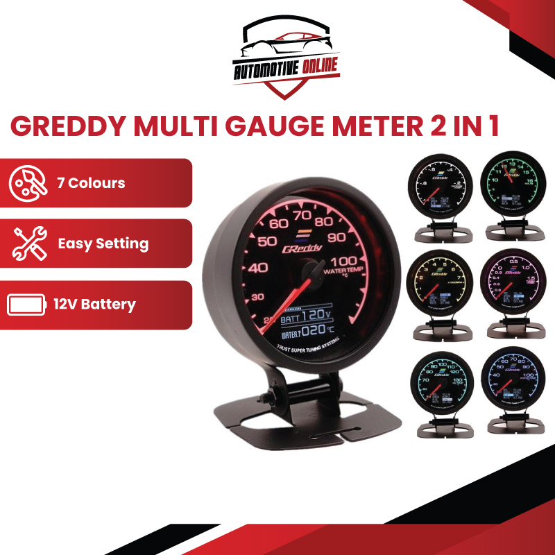 GREDDY Multi Gauge Meter 2 In 1 RPM BOOST VACUUM VOLT WATER TEMP OIL ...