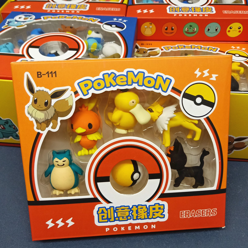 Pokemon 1Box/5pcs+1 Pokemon Ball Pokemon Cartoon Erasers For Kids ...