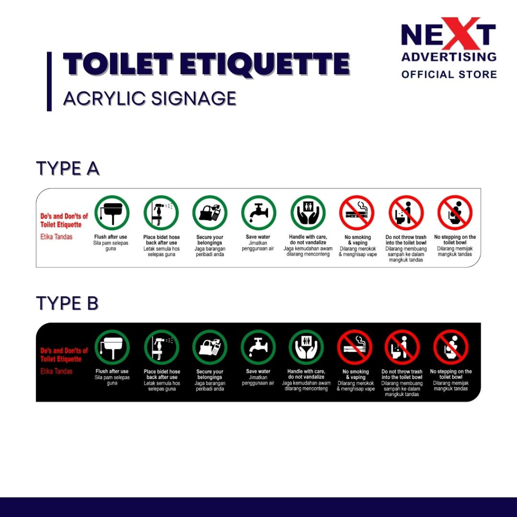 Toilet Etiquette Acrylic Signage | Shopee Malaysia