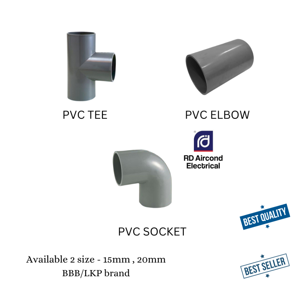 RD AIRCOND - PVC ELBOW , SOCKET , TEE 15mm & 20mm (BBB/LKP) | Shopee Malaysia