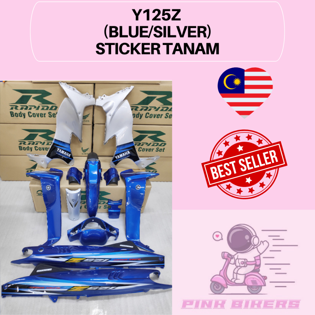 Coverset Y125Z (11) Blue/Silver ( Bodyset (Sticker Tanam) | Shopee Malaysia