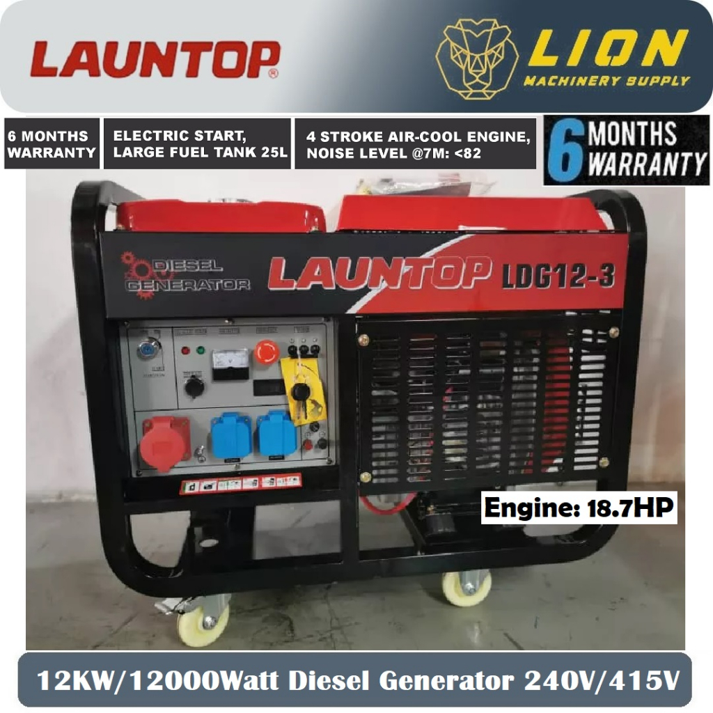 Launtop 12KW/12000Watt Powerful Diesel Generator 240/415V LDG12-3 ...