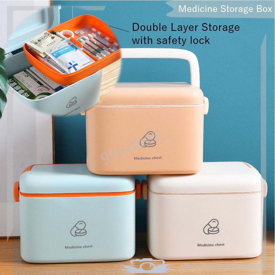Double Layer First Aid Kit Medicine Storage Box Portable Home Care ...