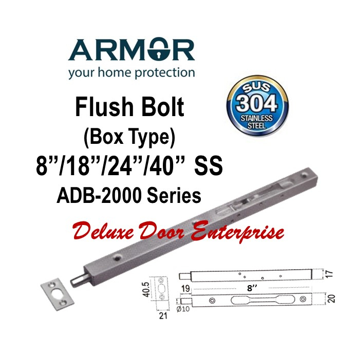 Armor Flush Bolt 8'' Flush Bolt 18'' Flush Bolt 24'' Stainless Steel ...