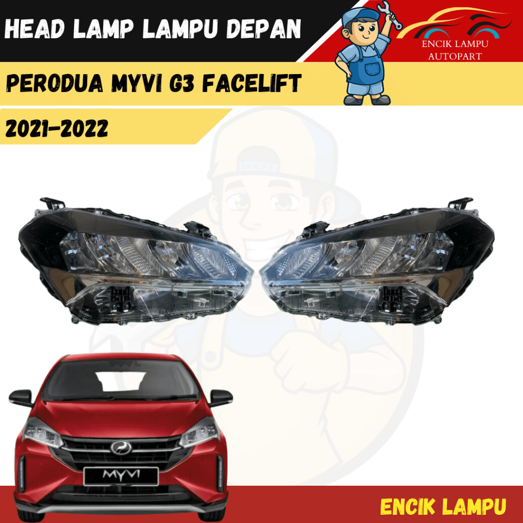 Perodua Myvi G3 Facelift 2021 - 2022 Head Lamp Depan Assy 8 Pin ...