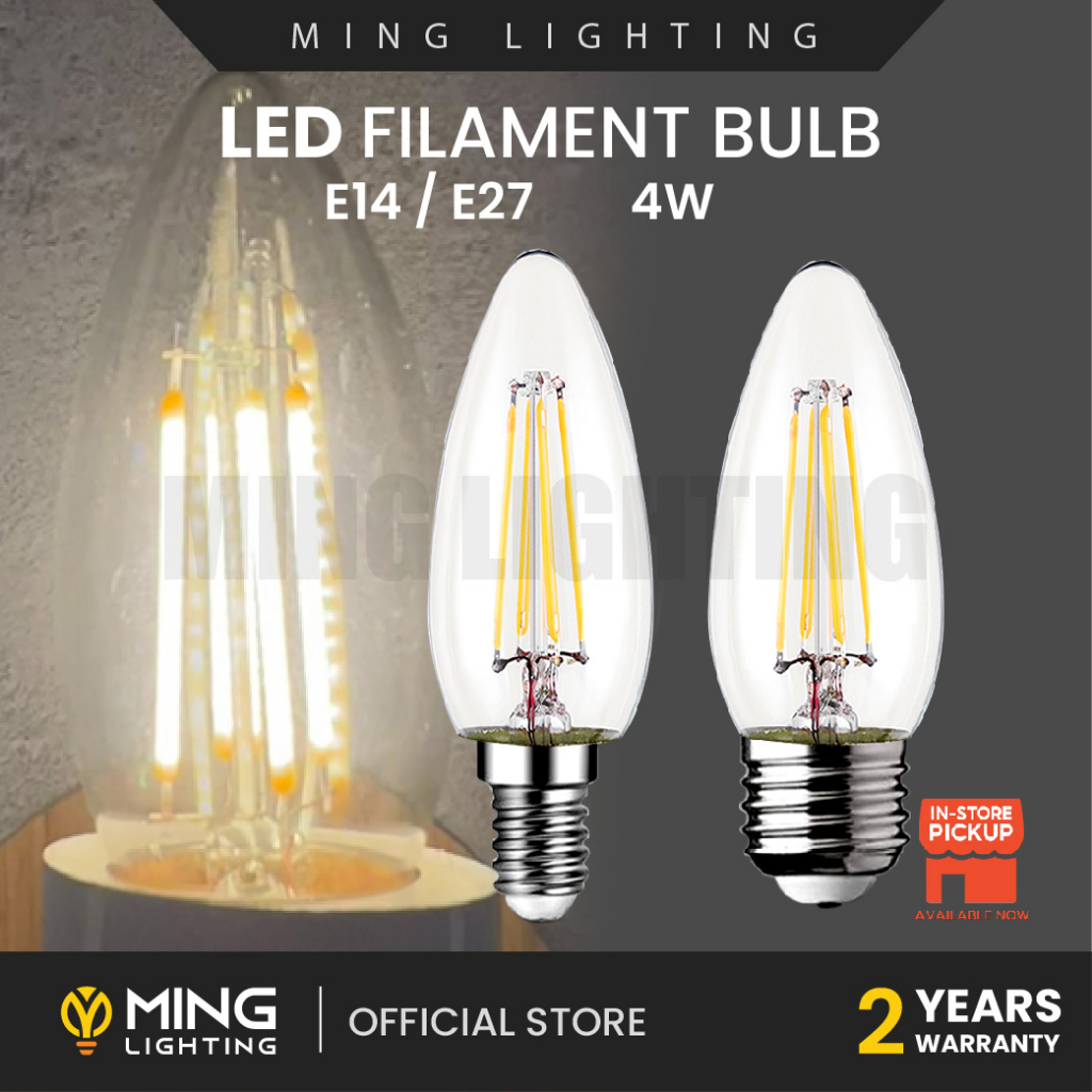 LED E14 E27 C35 Candle Bulb 4W Pendant Light Edison Filament Bulbs Home ...