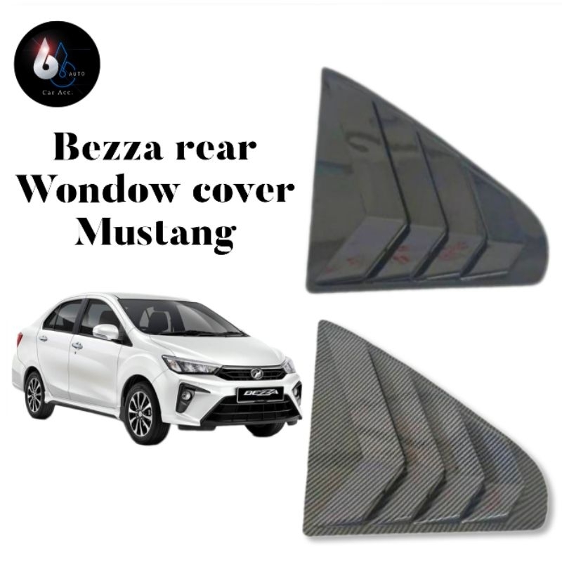 PERODUA BEZZA REAR WINDOW COVER MUSTANG ( CARBON-GLOSSY BLACK ...