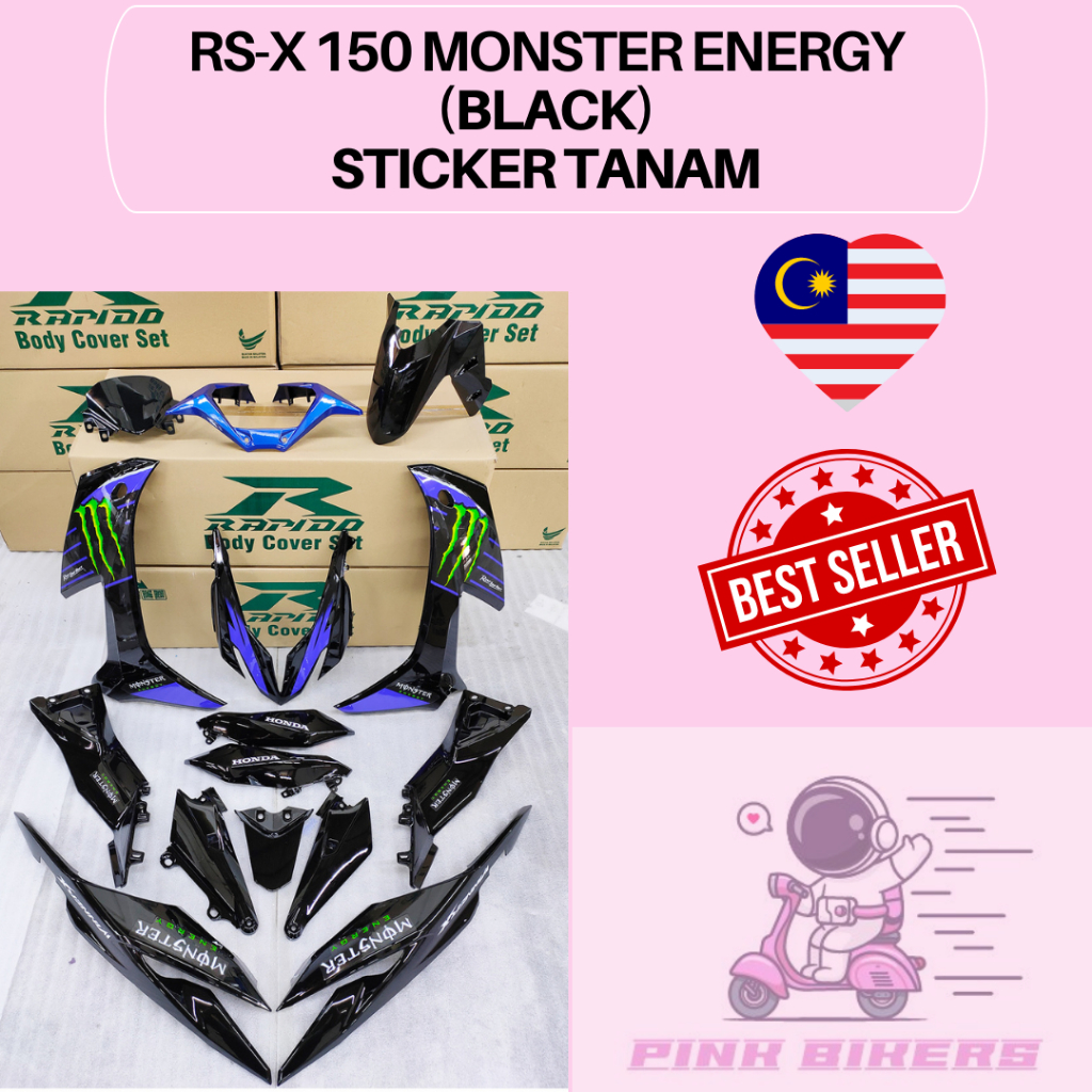 Coverset RS-X RSX 150 Monster Energy Sticker Bodyset Sticker Tanam ...