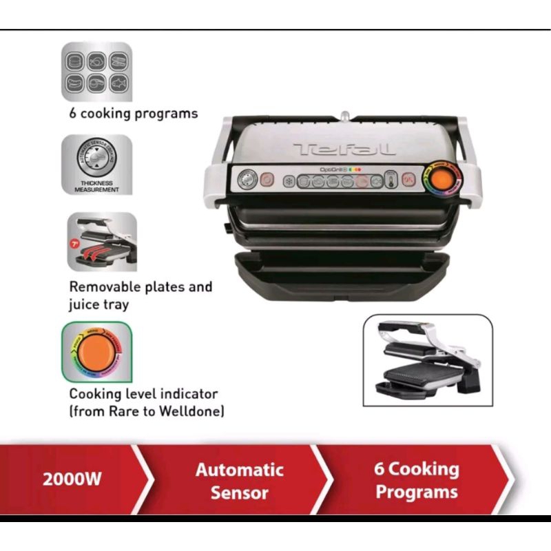 TEFAL STAINLESS STEEL OPTIGRILL GRILLER | Shopee Malaysia