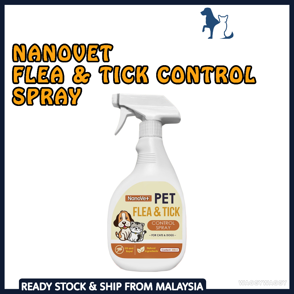 WaggyWaggy Nanovet Pet Flea and Tick Control Spray 500ML Cat Dog ...