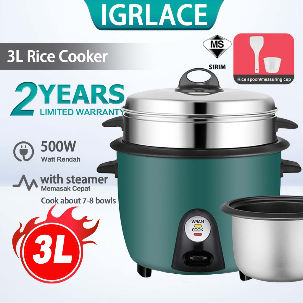IGRLACE 3L Rice Cooker Mini Electric Rice Cooker 1-2 People Rice Cooker ...