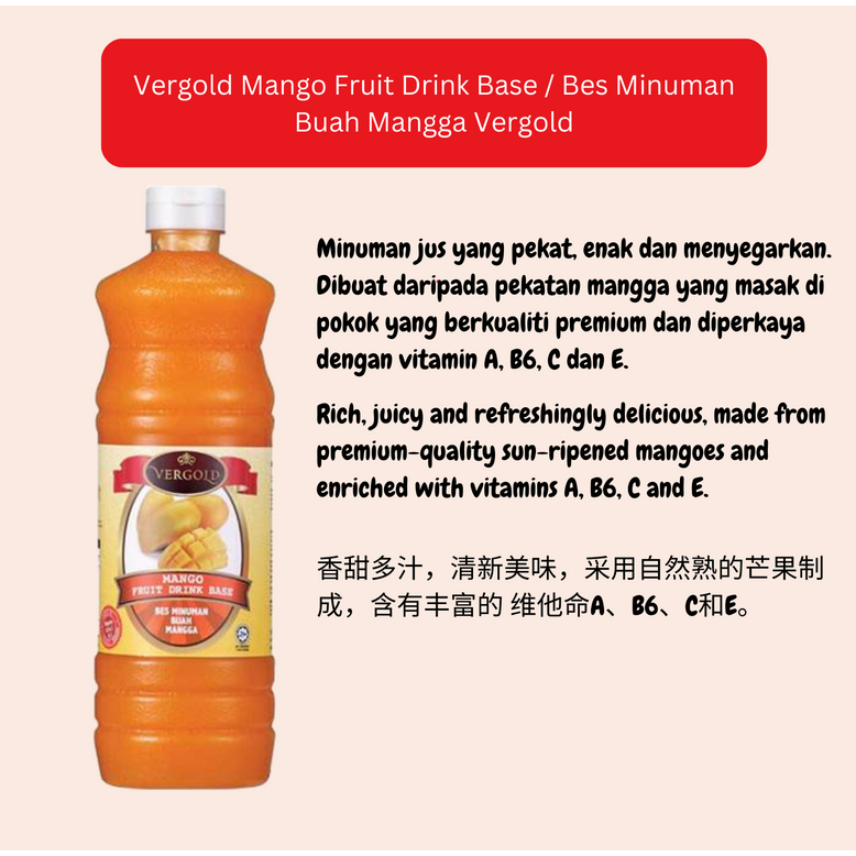 ( Original) Minuman Buah Segar Vergold - Oren, Pink Guava, Mangga Dan ...