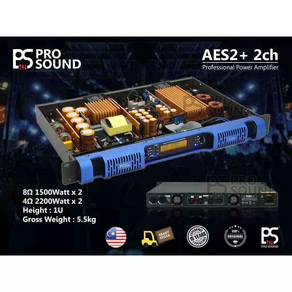 (Ready Stock Malaysia) PS Pro Sound AES2+ Stereo Digital Power Amplifier (2x1500Watt ...