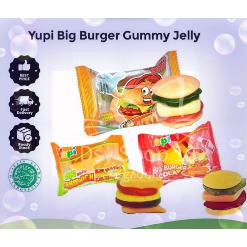 [Halal] YUPI Big Burger Gummy Jelly 28g (Original/Cola/Sandwich) | Shopee Malaysia