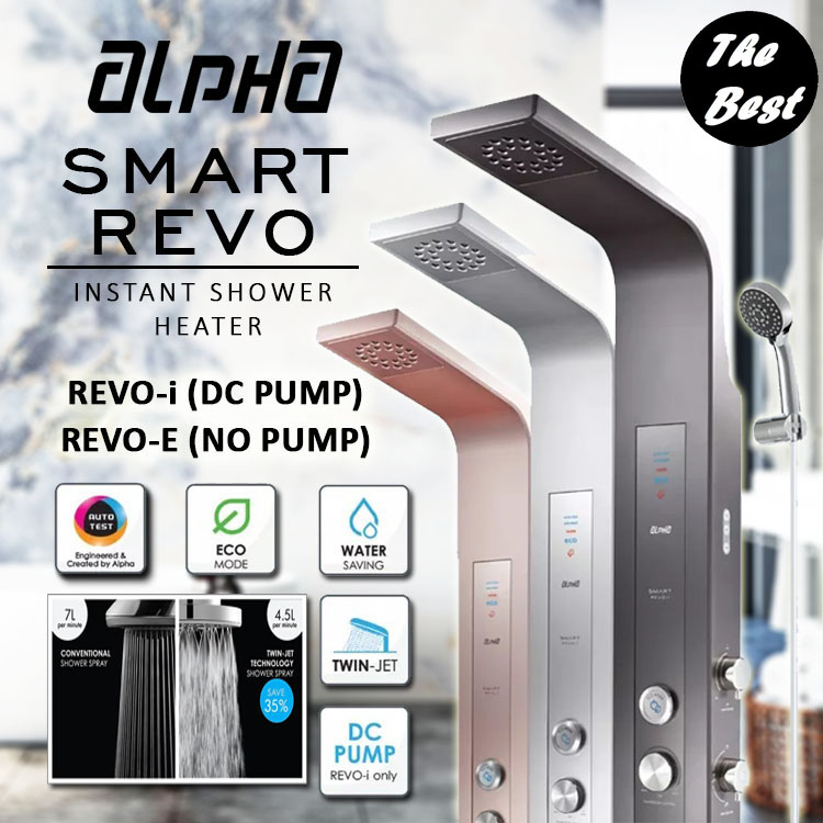 Alpha Smart Revo-i with DC PUMP / Revo-E No Pump Instant Shower Heater ...
