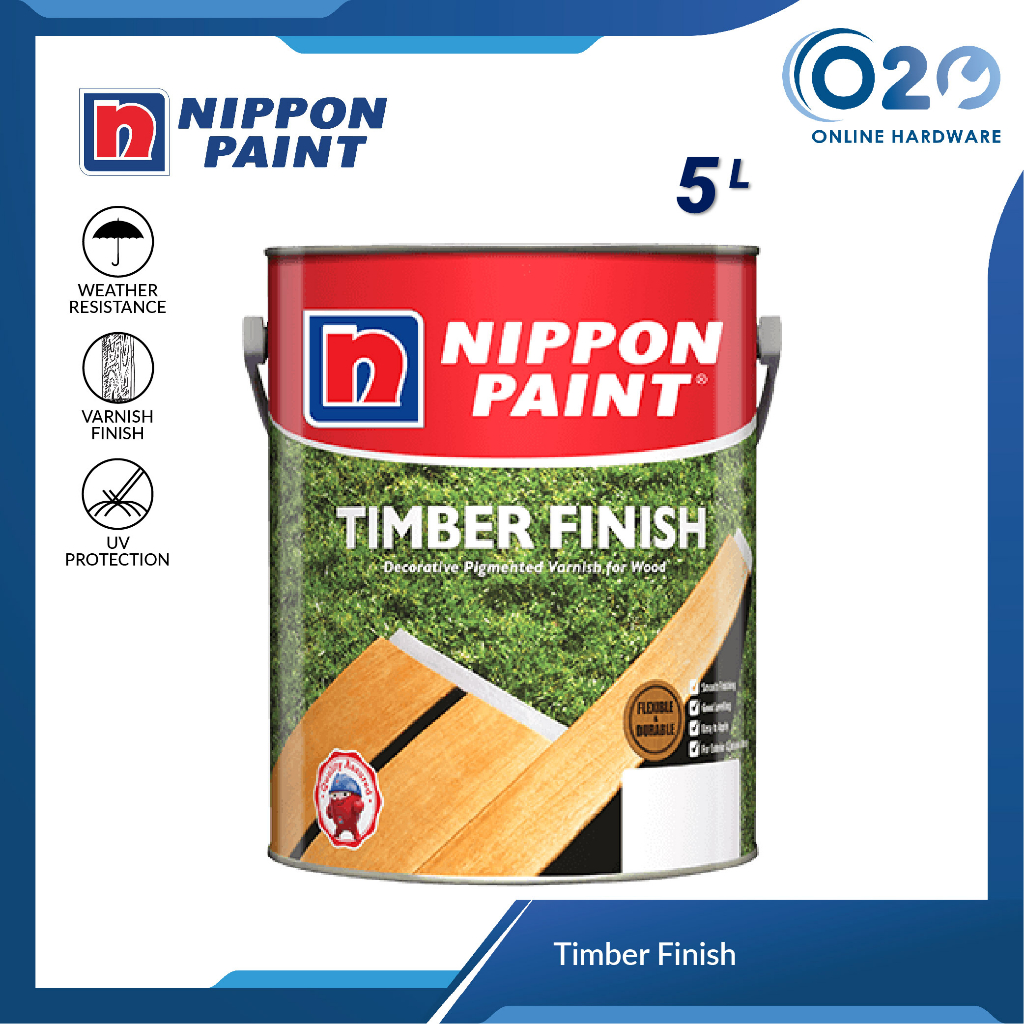 💥 Cat Kayu Kilat Nippon Paint Timber Finish 5L Varnish Wood Shellac ...