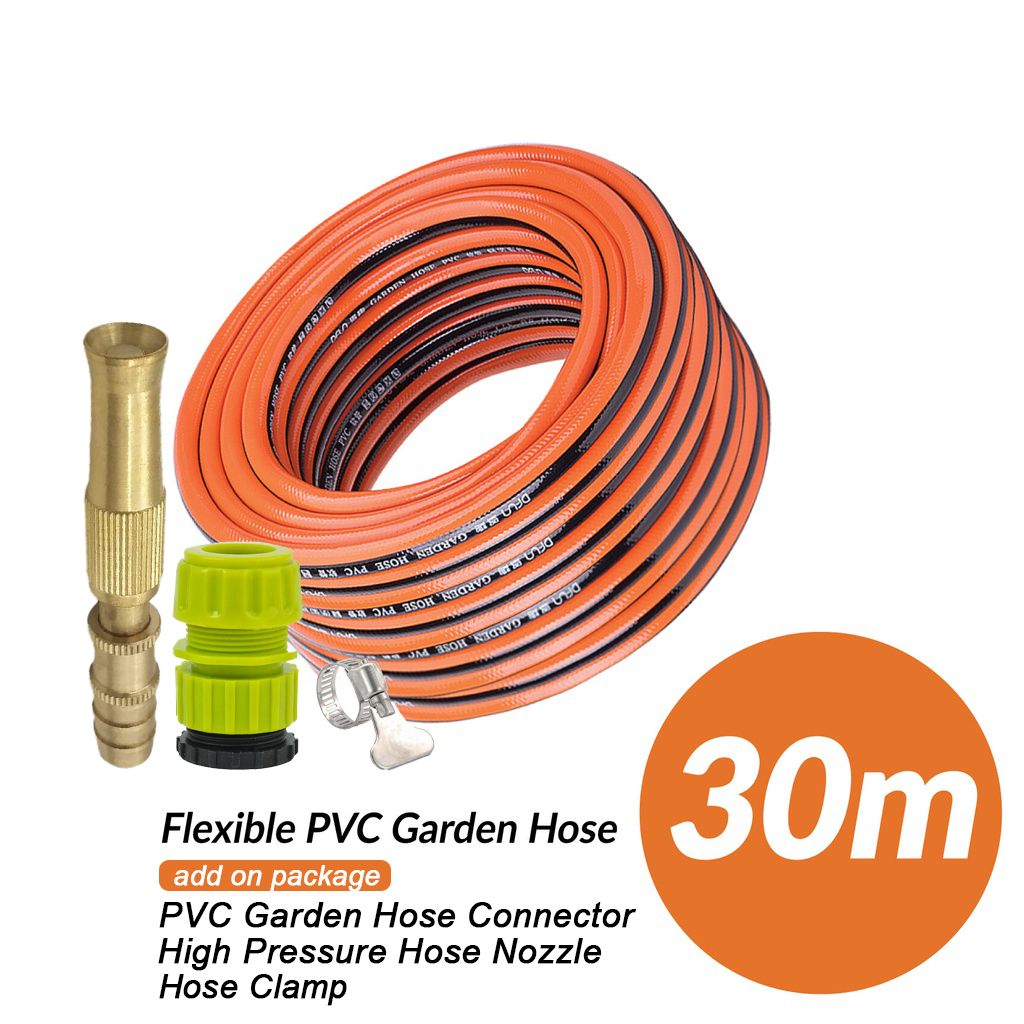 10M 15M 20M 30M Flexible PVC Garden Hose Orange Heavy Duty Water Pipe ...