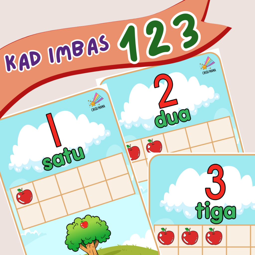 [ SOFTCOPY | PDF ] KAD IMBAS 123 NOMBOR 1 HINGGA 10 FLASH CARDS 123 TADIKA PRASEKOLAH PEMULIHAN ...