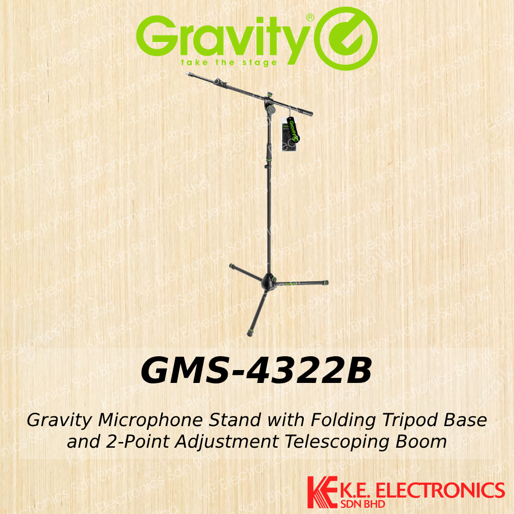Gravity MS4322B Microphone Stand with Folding Tripod Base and 2-Point ...