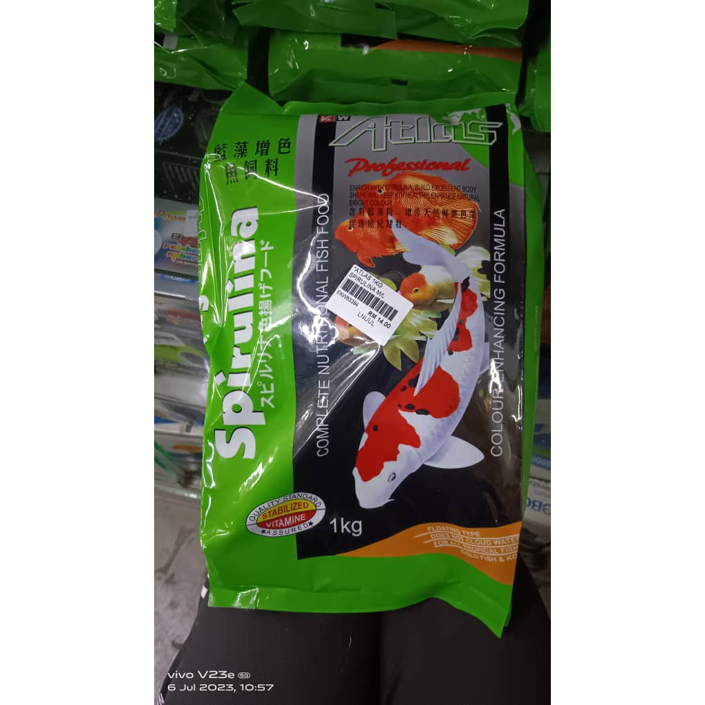 Atlas 5kg Spirulina Koi Floating Fish Food ( XL Size )Makanan Ikan Koi ...
