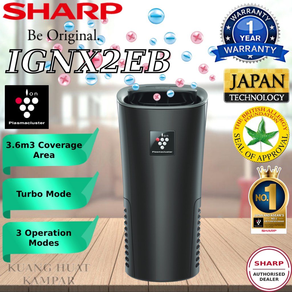 SHARP 3.6m³ PLASMACLUSTER TECHNOLOGY CAR IONIZER / AIR PURIFIER IGNX2EB ...