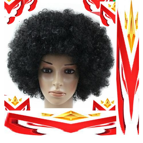bulatis rambut palsu retro afro kembang kerinting hitam merah biru ...