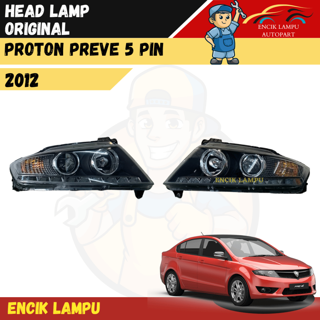 Original Proton Preve 5 Pin Head Lamp Lampu Depan With Led High Quality ...