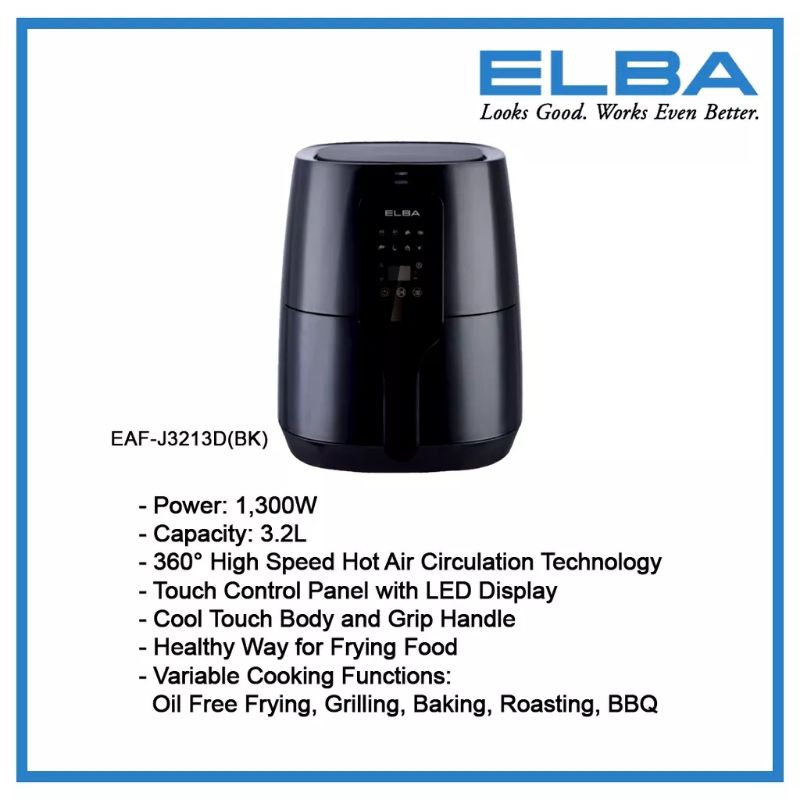 (USED Condition 9/10) ELBA EAF-J3213D (BLACK) 3.2L AIR FLAYER DIGITAL ...