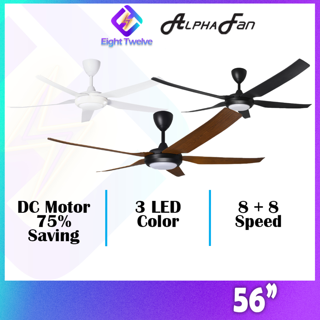 56" ALPHAfan PRIMA [LED] DC Motor Ceiling Fan with Remote | PRIMA 5B ...