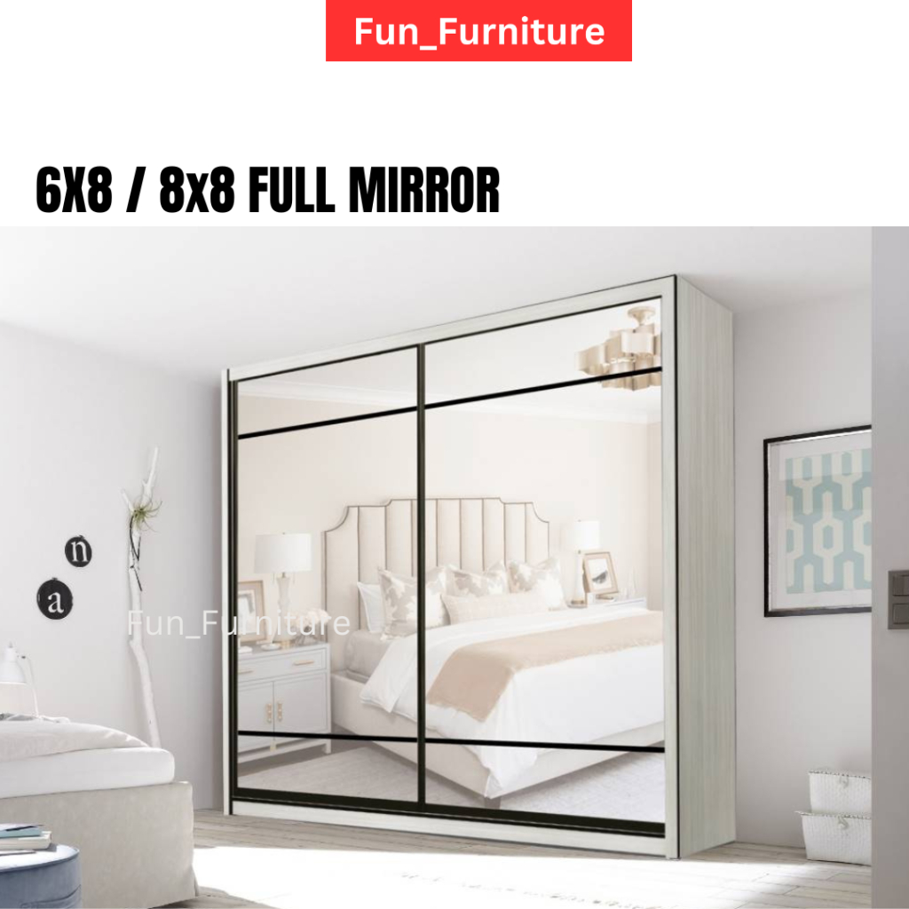 𝗙𝗥𝗘𝗘 𝗜𝗡𝗦𝗧𝗔𝗟𝗟-White AntiJump Sliding Door Wardrobe 6x8,8x8 | Melamine ...