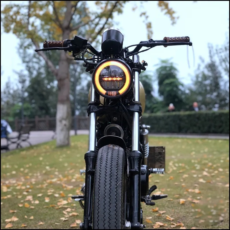 Retro Motorcycle Modified Front led Headlight Head Lamp LED Light ...